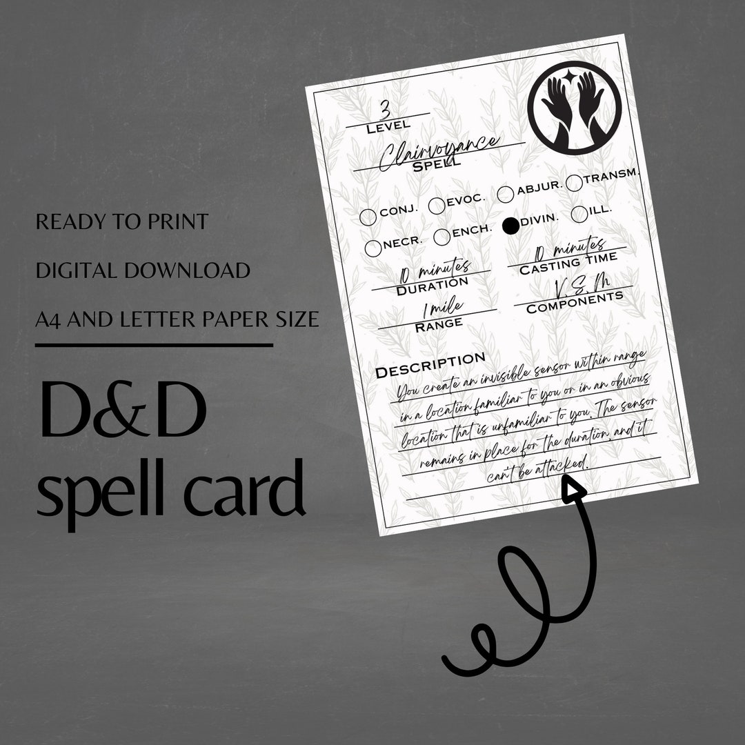 Fillable Spell Cards for D&D | DM / Dungeon Master Tools | Spell Sheet ...
