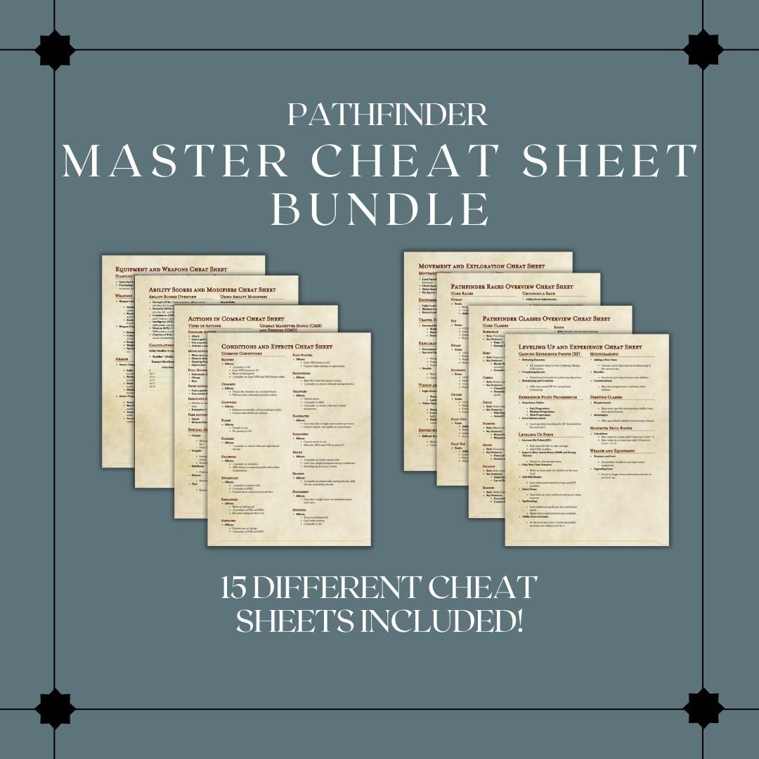 Master Cheat Sheet Bundle for TTRPG Pathfinder | GM / Game Master Tools ...