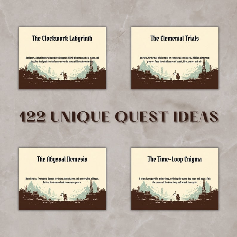D&D Quest Ideas Cards DM / Dungeon Master Tools Dnd Cards Dnd Ready to ...