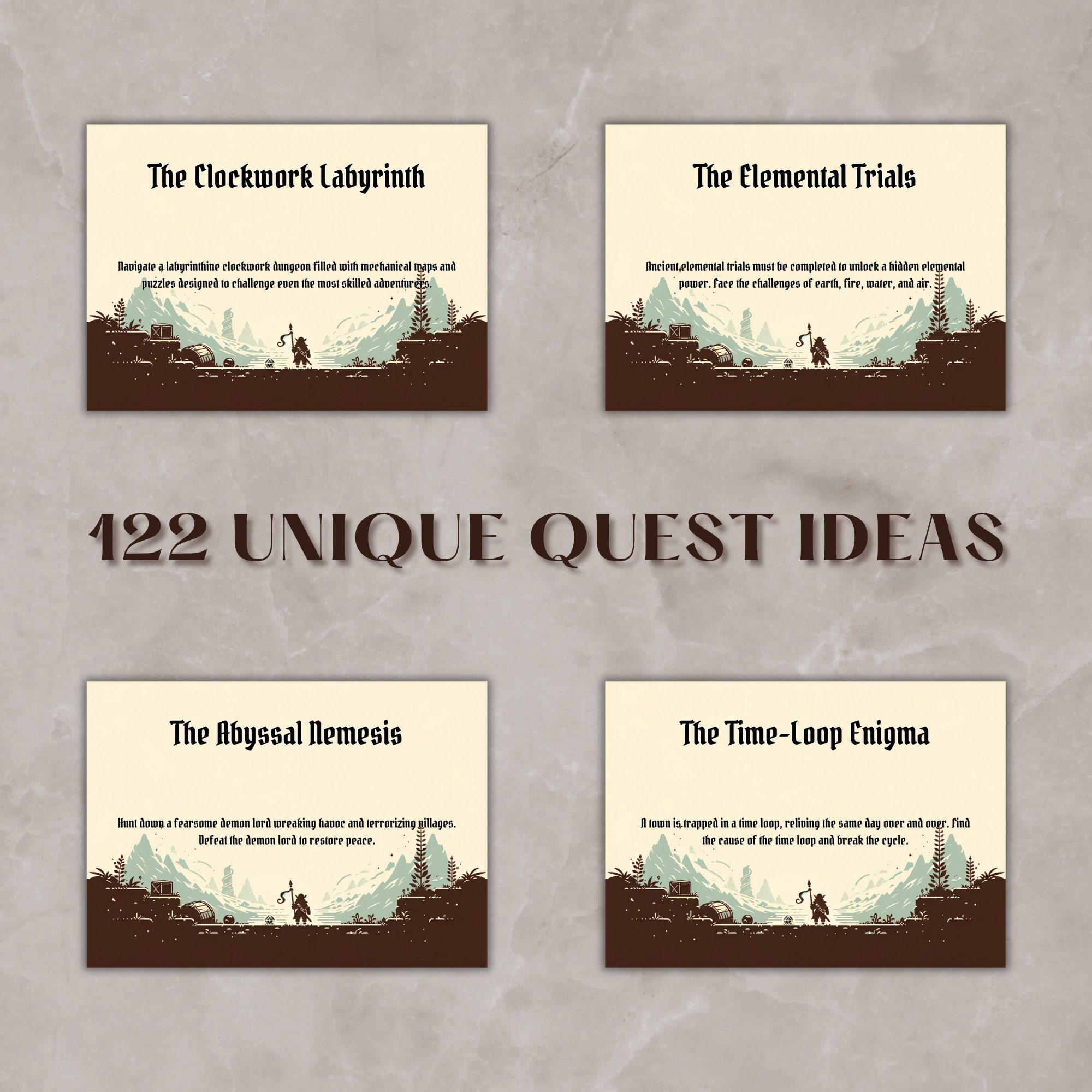 D&D Quest Ideas Cards DM / Dungeon Master Tools Dnd Cards Dnd Ready to ...