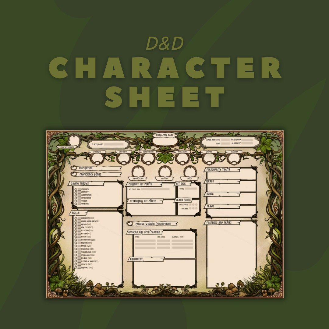 D&D Character Sheet | DM / Dungeon Master Tools | Dnd 5e Character ...