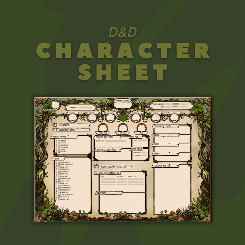 D&D Character Sheet DM / Dungeon Master Tools Dnd 5e Character Sheet ...