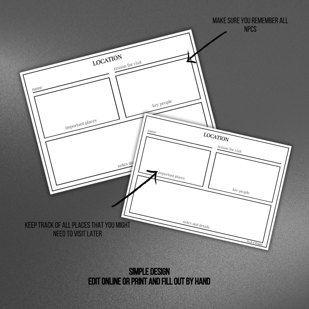 D&D Location Card | DM / Dungeon Master Tools | Attack Stats Sheet ...