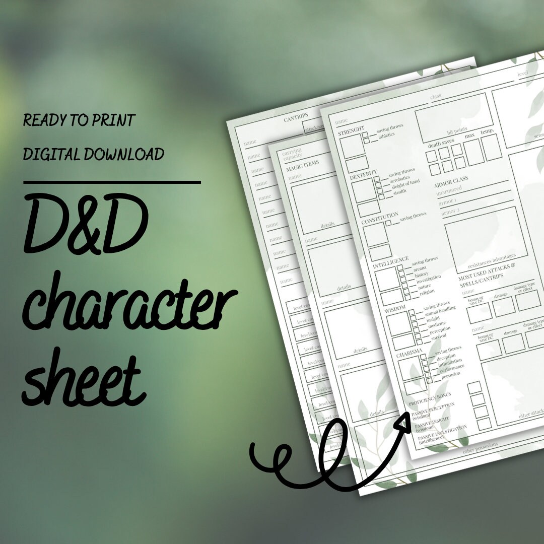D&D Character Sheet DM / Dungeon Master Tools Dnd 5e Character Sheet ...