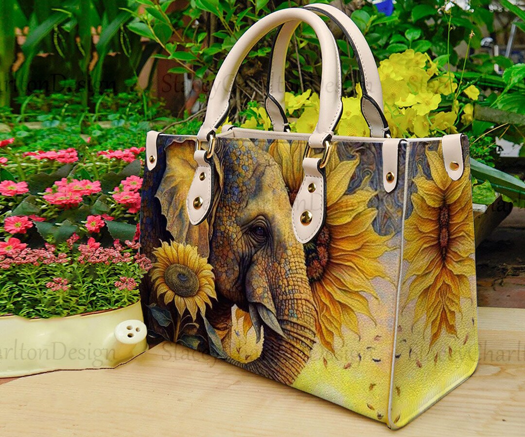 Elephant Sunflower Leather Bag Handbag Elephant Handbag - Etsy