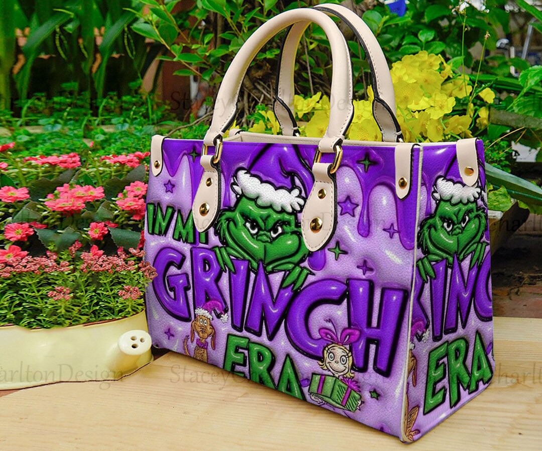 Grinch Christmas Leather Bag Grinch Lover Handbag Custom - Etsy