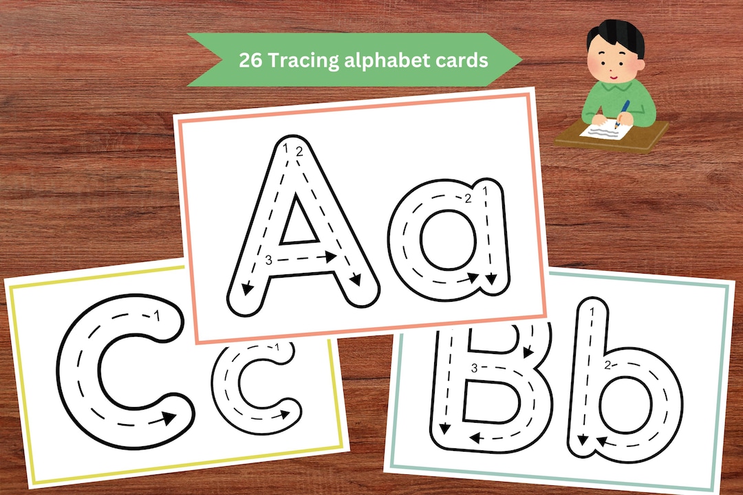 Preschool Alphabet Tracing Cards, Letter Tracing, Preschool Flashcards ...