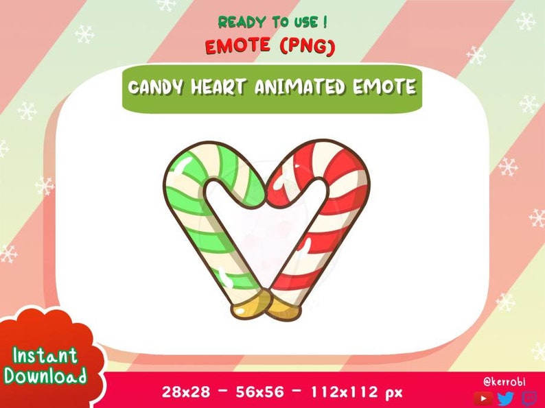 Candy Cane Heart Emote ANIMATED /twitch, Discord / Streamer / Stream ...