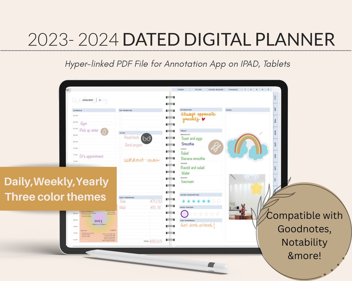 2023 and 2024 Digital Planner, Goodnotes Planner, Notability Planner ...