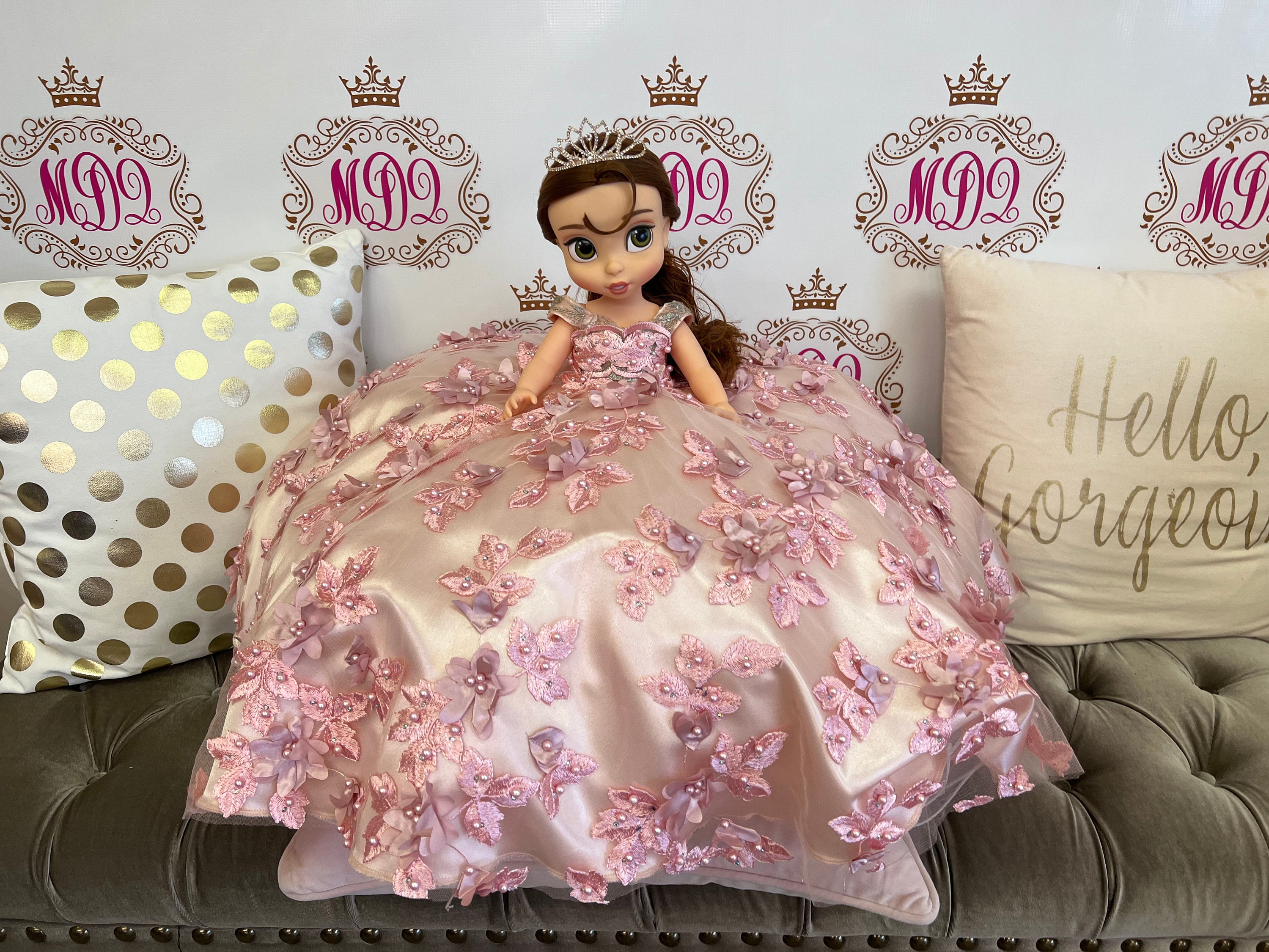 Quinceañera Dolls and Bears. Customized to Match Quince Dress. Tiara ...