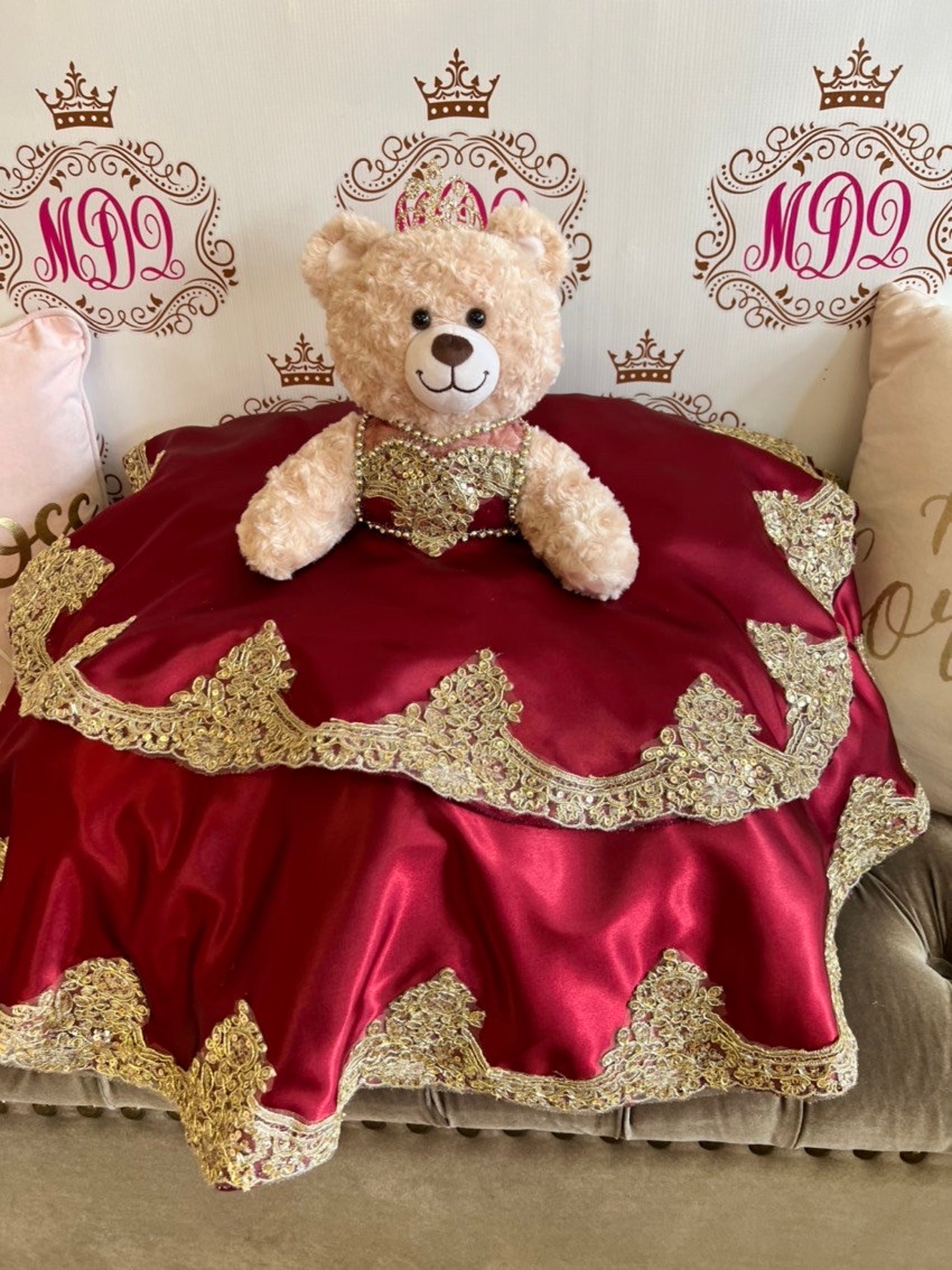 Quinceañera Dolls and Bears. Customized to Match Quince Dress. Tiara ...