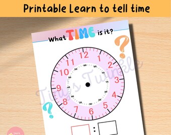 Learn Time Printable Clock Learning Time 1st Grade Kindergarten Math ...