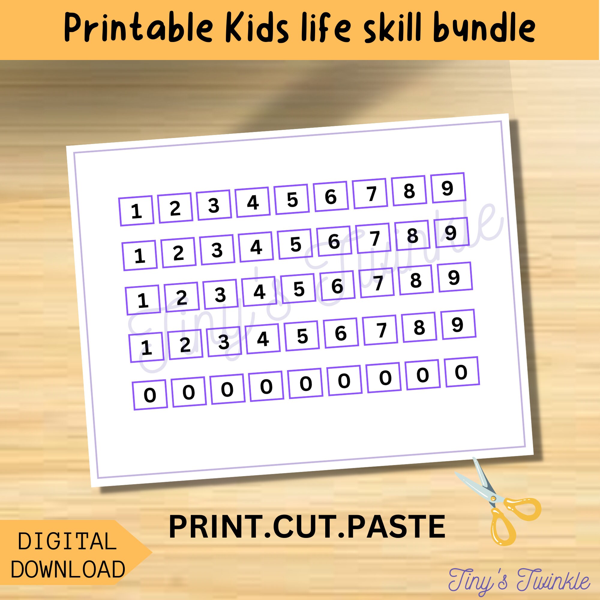 Kids Life Skill Printable Bundle, Learn to Tell Time, Phone Number Game ...