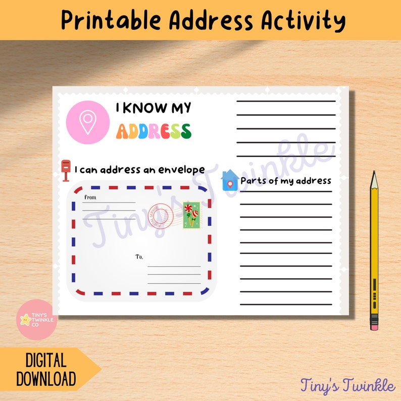 Address Kids Activity I Printable Address Practice I Educational ...