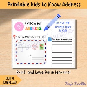 Address Kids Activity I Printable Address Practice I Educational ...