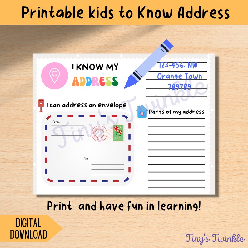 Address Kids Activity I Printable Address Practice I Educational ...