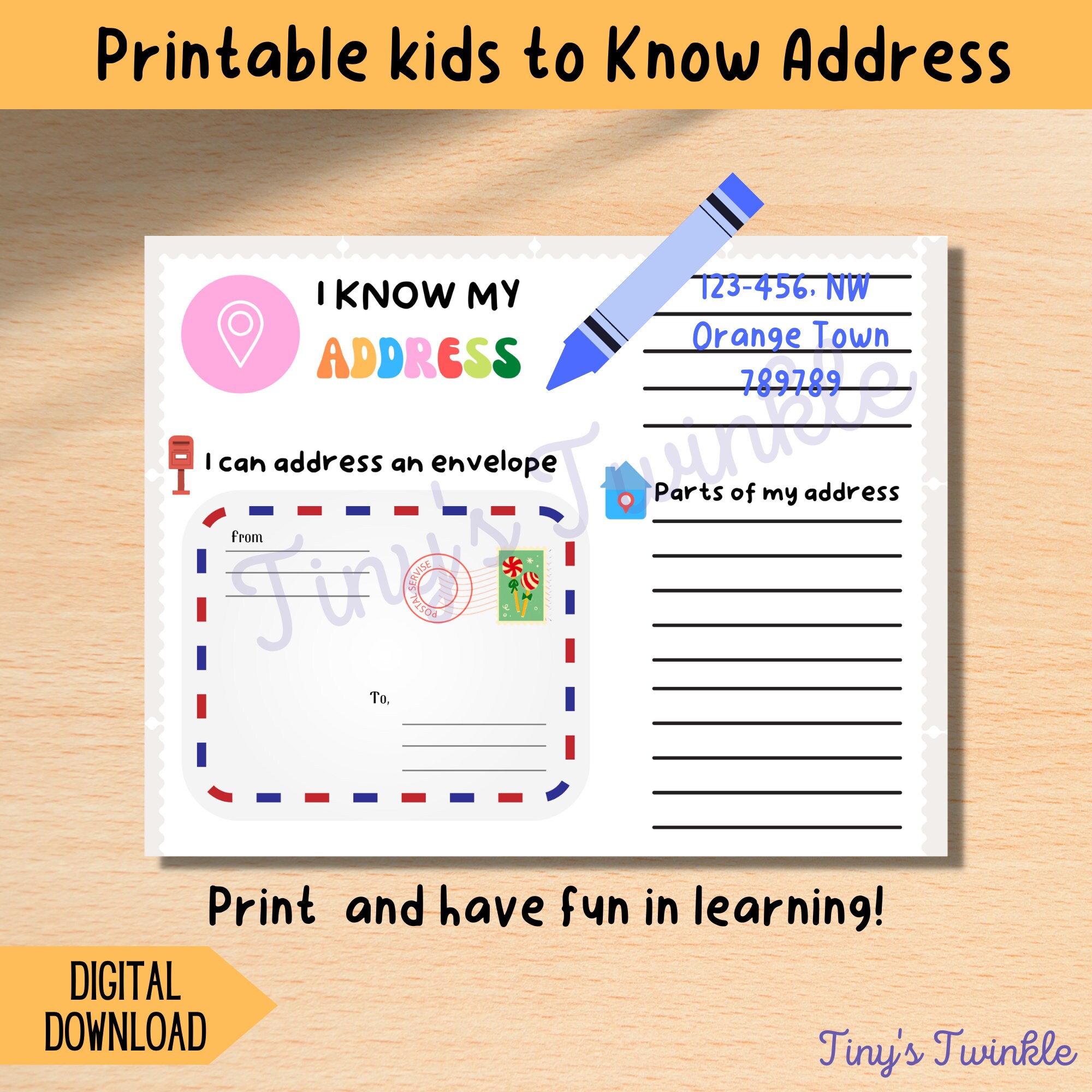 Address Kids Activity I Printable Address Practice I Educational ...