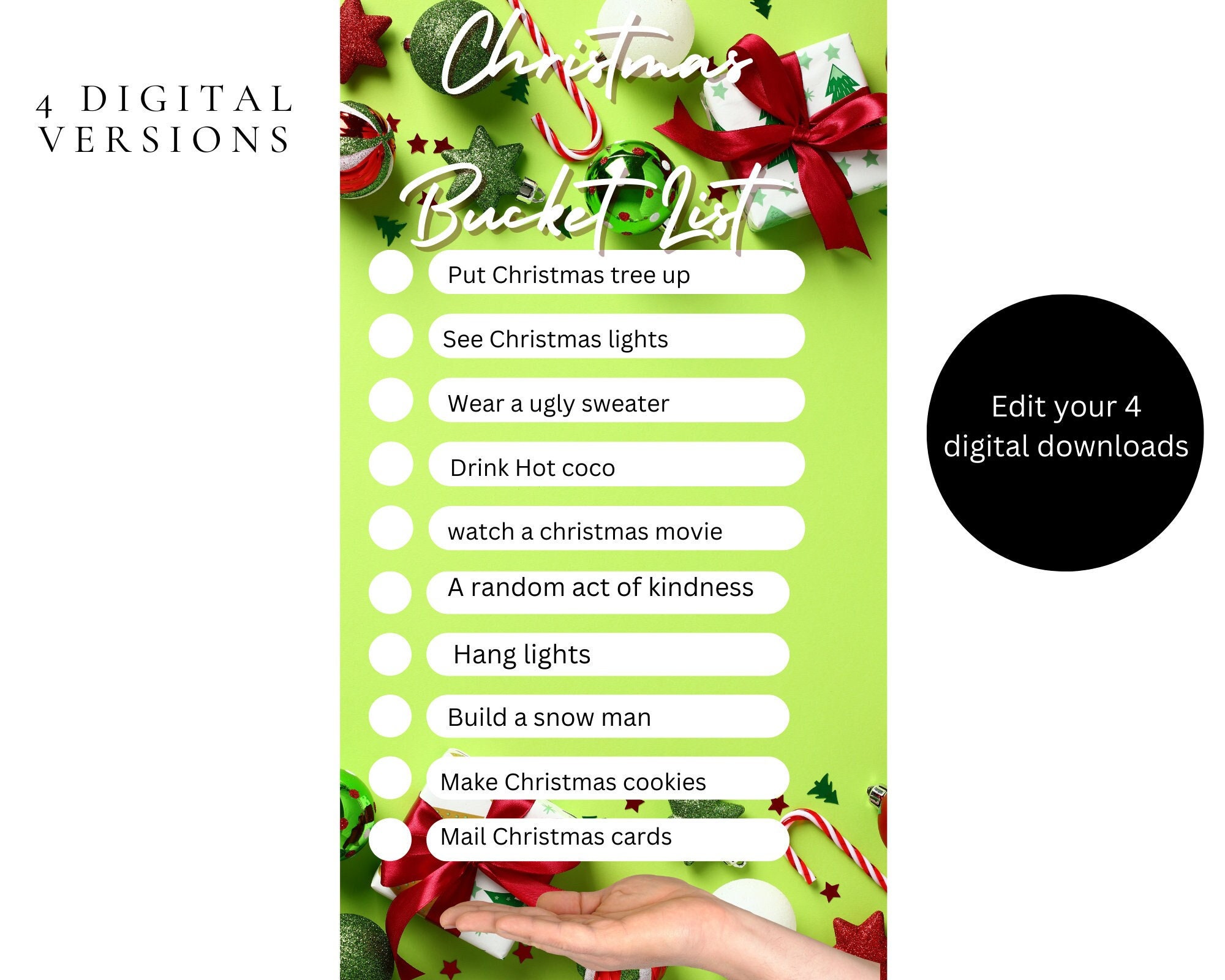 Christmas Bucket List Printable, Winter Bucket List Template, Christmas ...