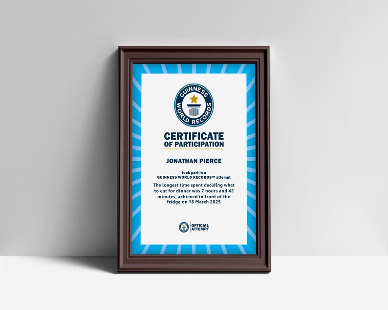 Editable Guinness World Record Certificate | Printable Digital Template ...