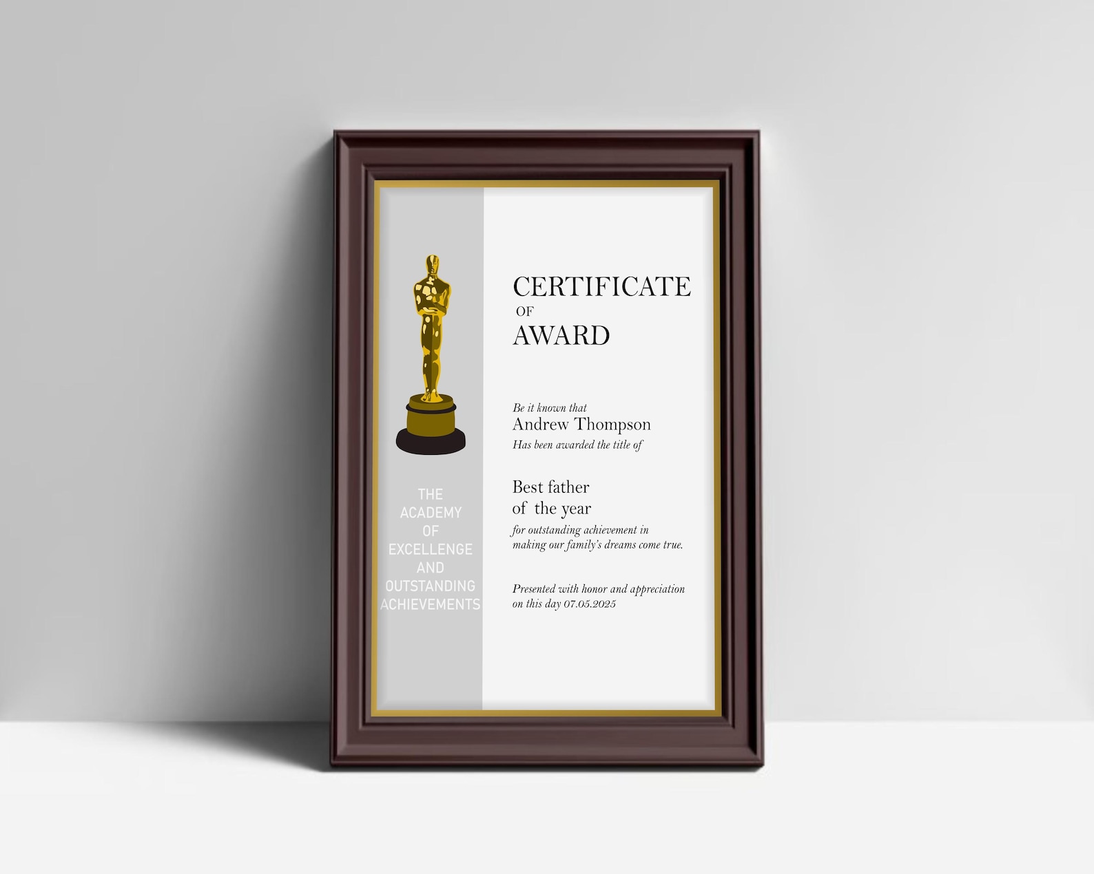 Editable Oscar Award Certificate Template | Printable Award PDF - Etsy
