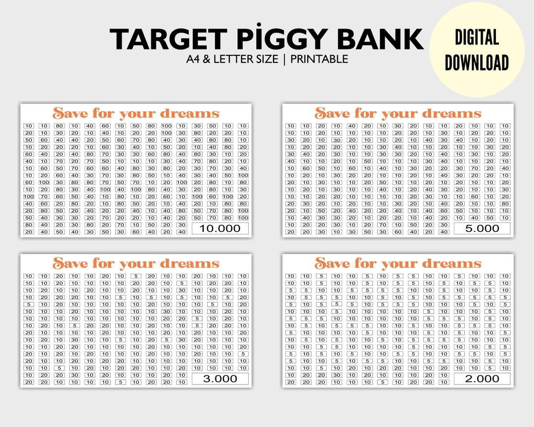 Printable Target Piggy Bank | Savings Tracker, Money Goals (digital ...