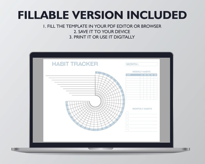 Circular Monthly Habit Tracker Printable, A4/letter (digital Download ...