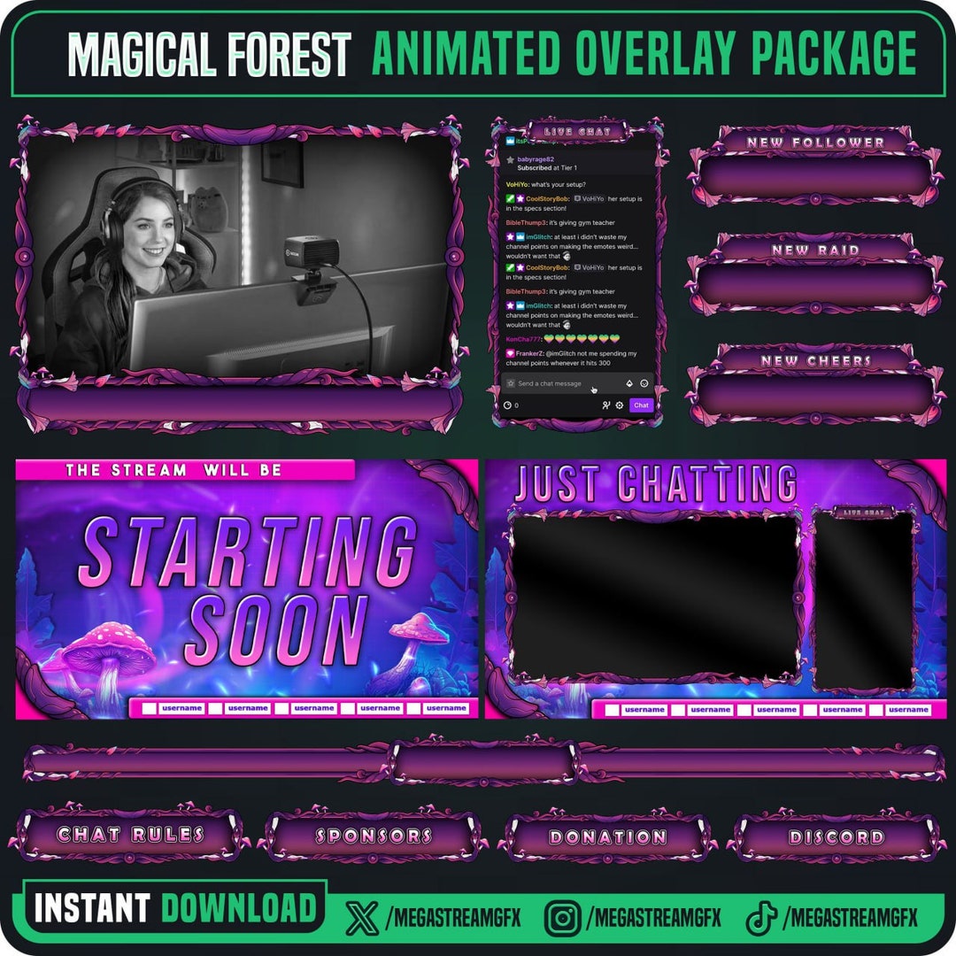 Magical Forest Stream Overlay Package | Magical Forest Twitch Package ...