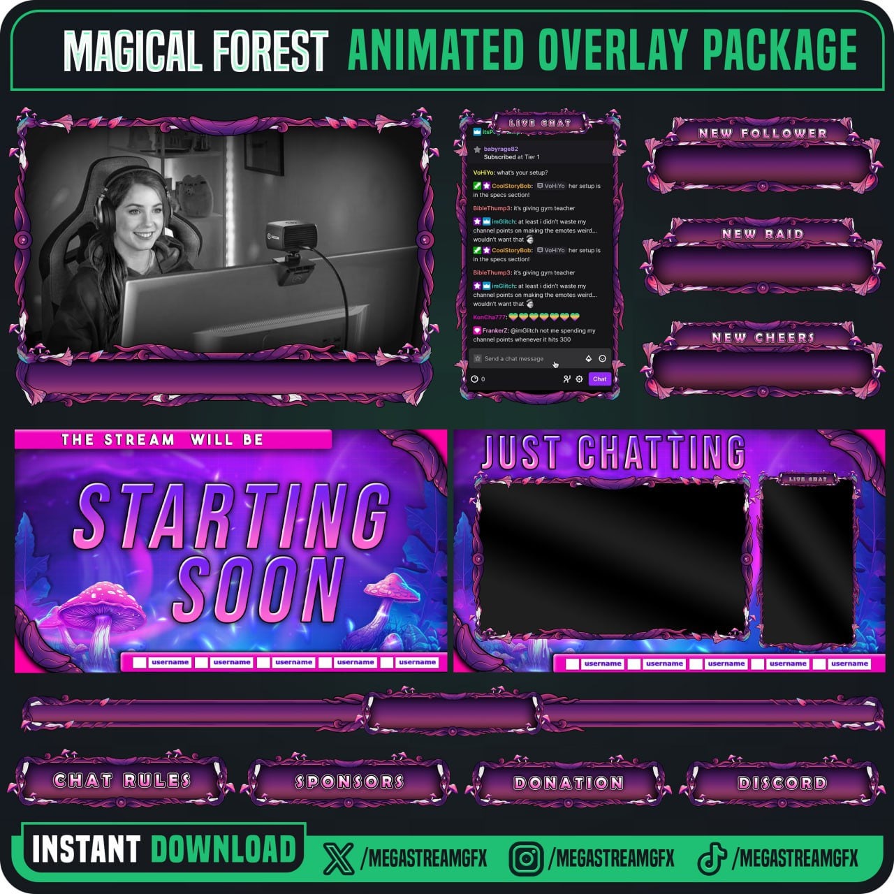 Magical Forest Stream Overlay Package | Magical Forest Twitch Package ...
