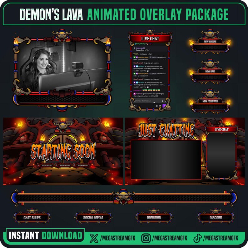 Demonic Stream Overlay Package Horror Stream Overlay Red Stream Overlay ...