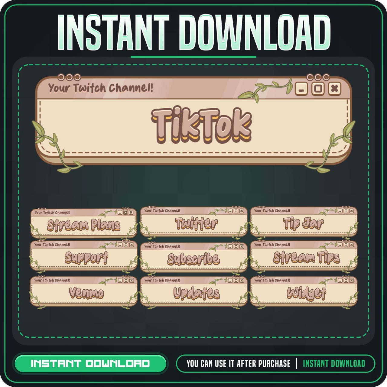 Cottagecore Vines Panels Vines Twitch Panels Customize Text Twitch ...