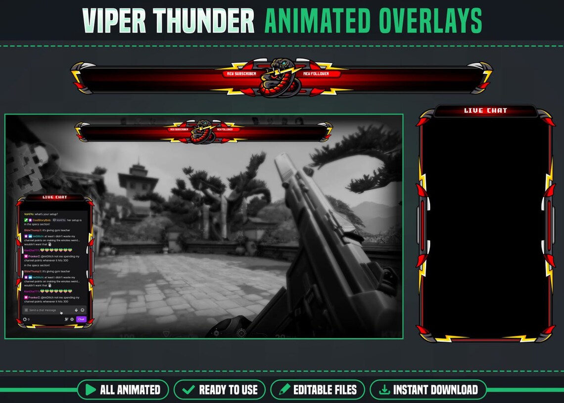 Stream Overlay Pack Viper Thunder Fantasy Stream Overlays Overlay for ...