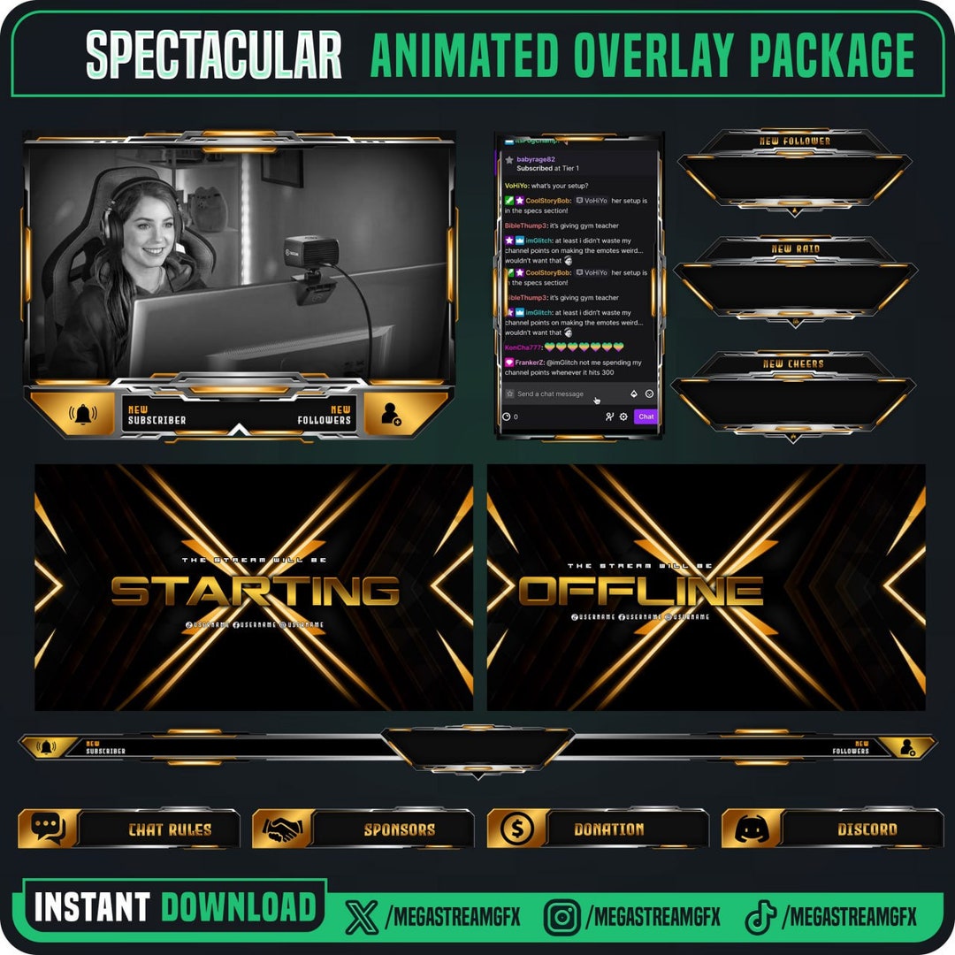 Gold Stream Overlay Package | Spectacular Twitch Package | Spectacular ...
