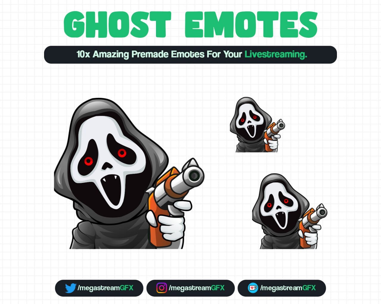 10x Ghost Twitch Emotes Horror Emotes Halloween Twitch Discord Emotes ...