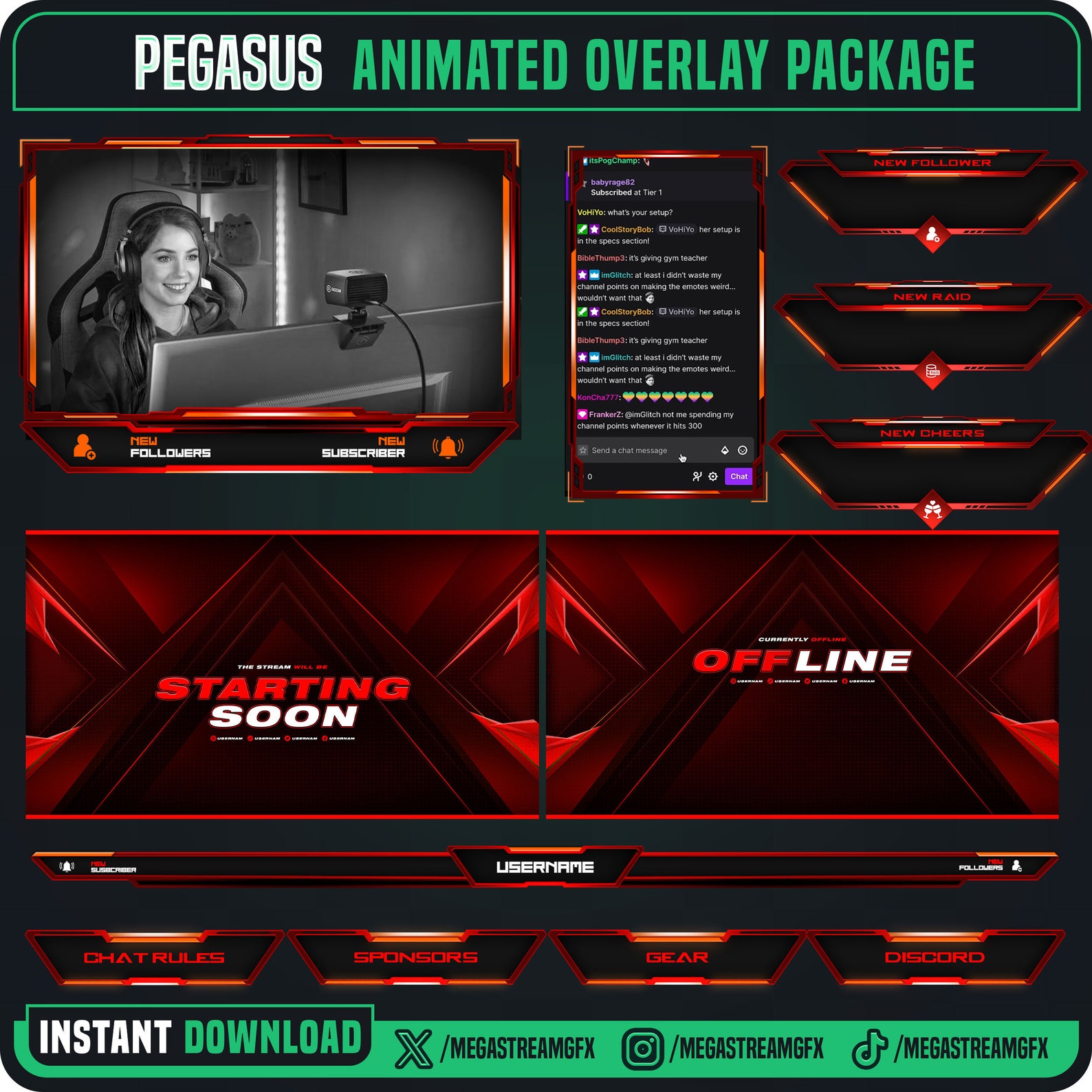 RED Streaming Overlay Twitch Overlay I Twitch Panels I Twitch Alert I ...