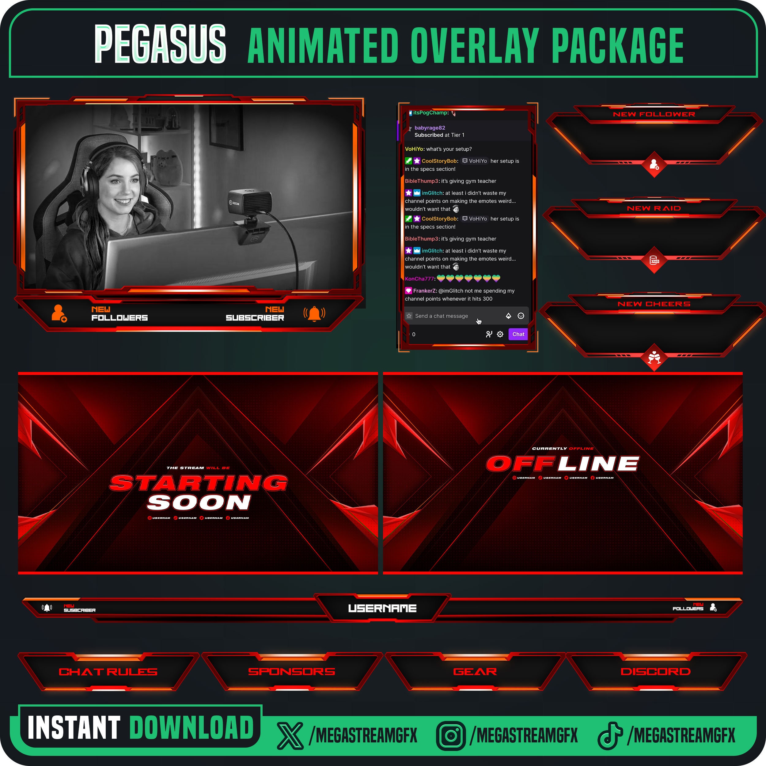 RED Streaming Overlay Twitch Overlay I Twitch Panels I Twitch Alert I ...