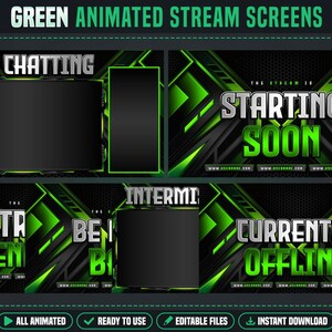 Green Color Stream Pack | Professional Green Overlay | Twitch Overlay ...