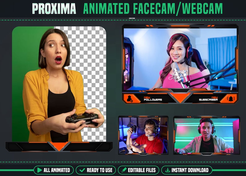 ORANGE Twitch Overlay Package Orange Twitch Theme Stream Overlay Pack ...