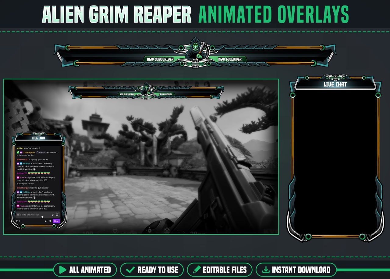 Alien Grim Reaper Stream Overlay Pack Heroic Fantasy Overlays Overlay ...