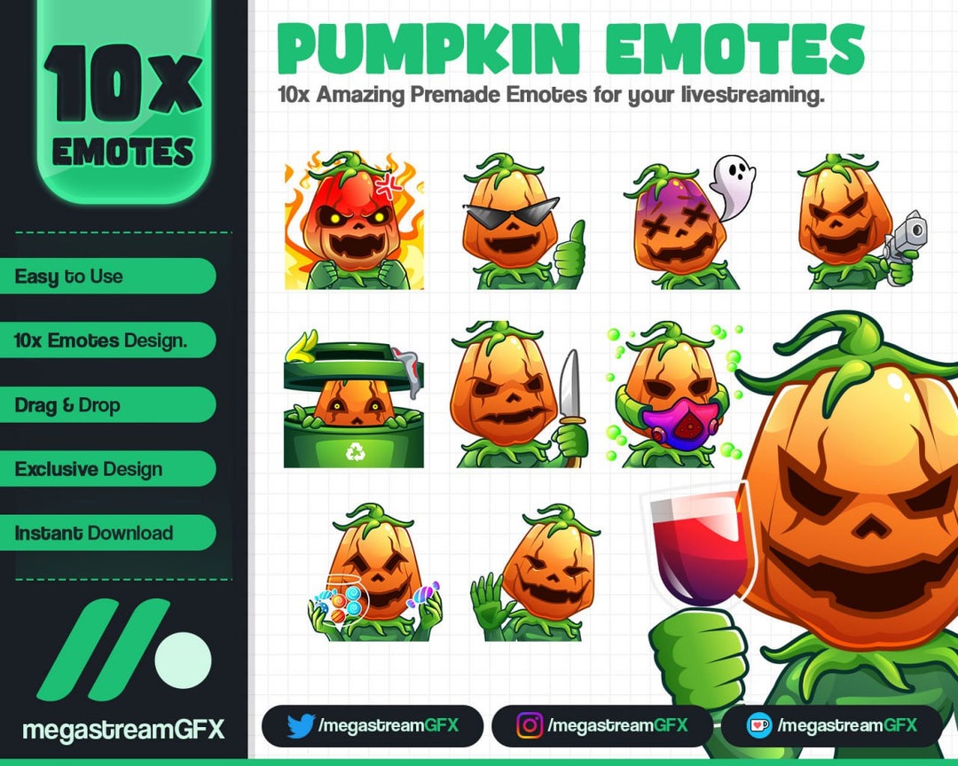 10x Pumpkin Twitch Emotes Horror Emotes Halloween Twitch Discord Emotes ...