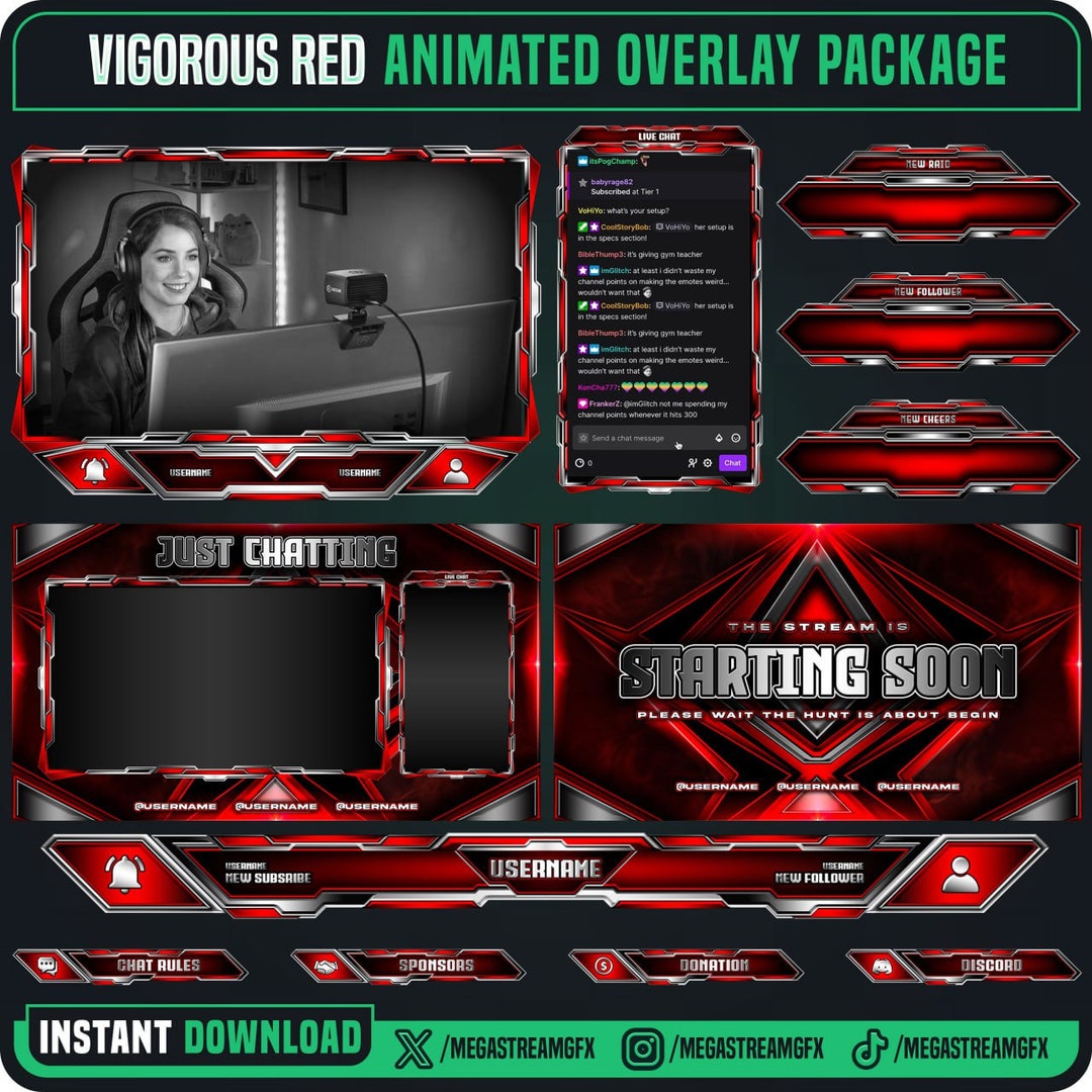 Professional Red Overlay Professional Overlay Stream Package Red Color ...