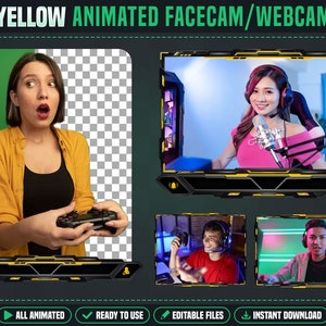 Yellow Color Stream Pack Professional Yellow Overlay Twitch Overlay, Alert, Panels, Transition ...