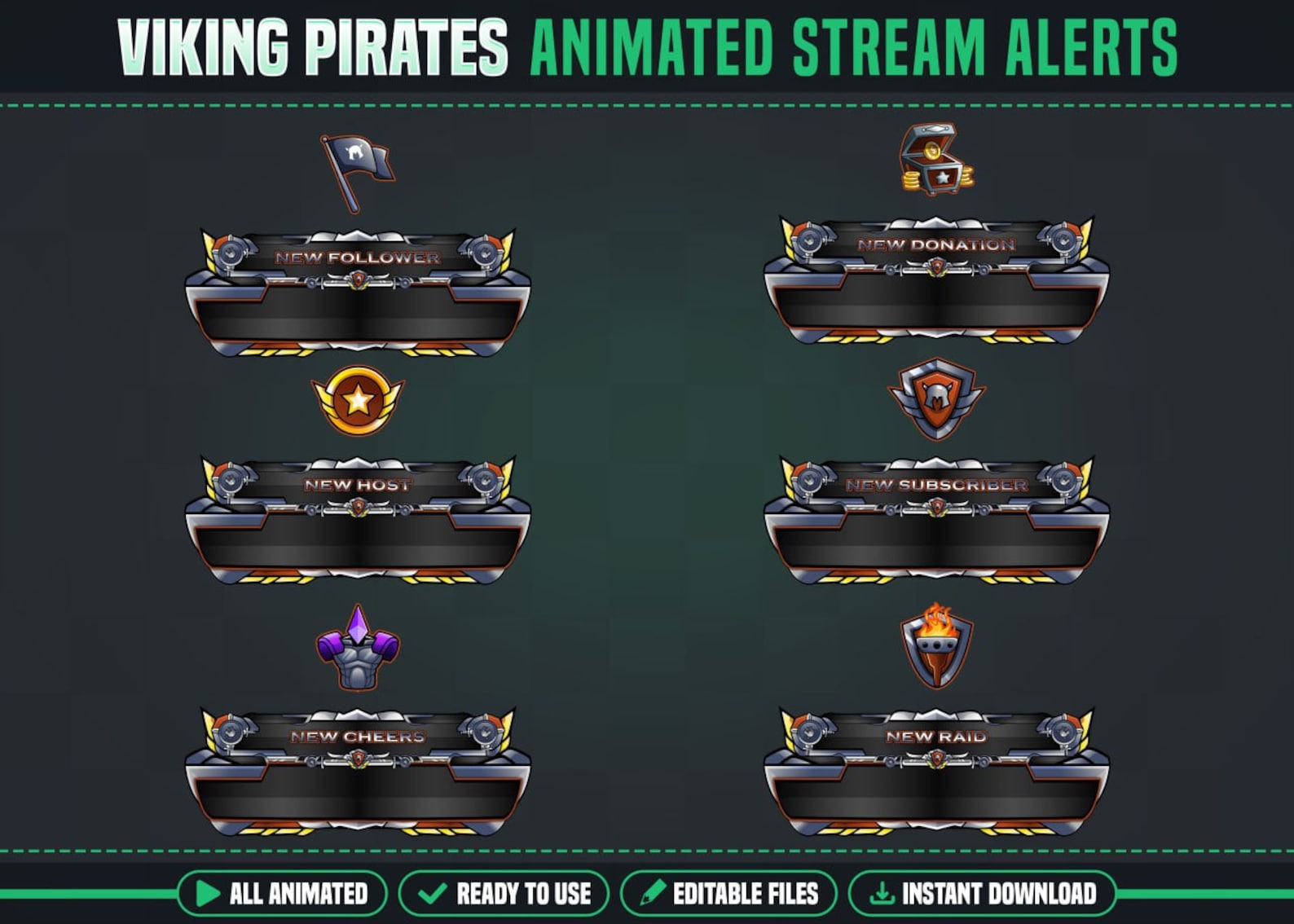 Viking Pirates Stream Overlay Package Viking Twitch Overlay Twitch ...