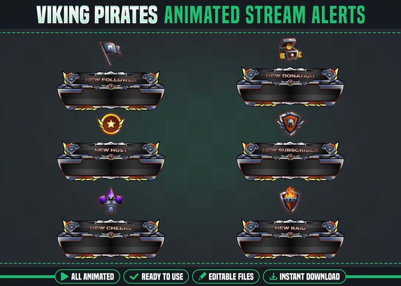 Viking Pirates Stream Overlay Package Viking Twitch Overlay Twitch ...