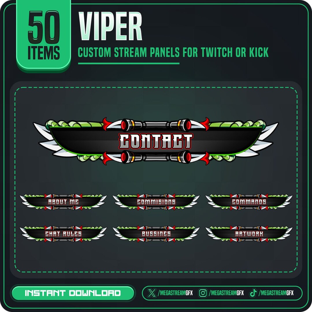 50x Viper Panels Animal Twitch Panels Customize Text Twitch Panels ...