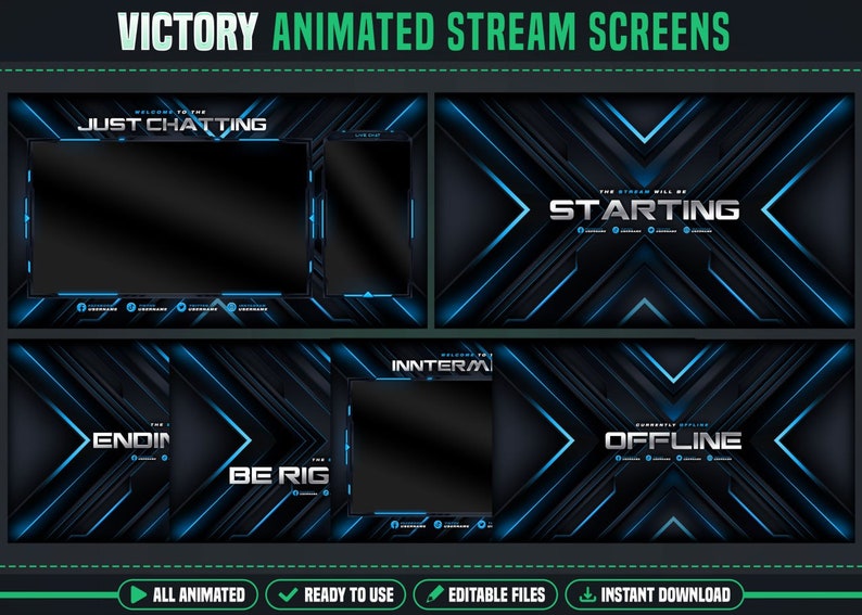 Blue Streaming Overlay Twitch Overlay I Twitch Panels I Twitch Alert ...
