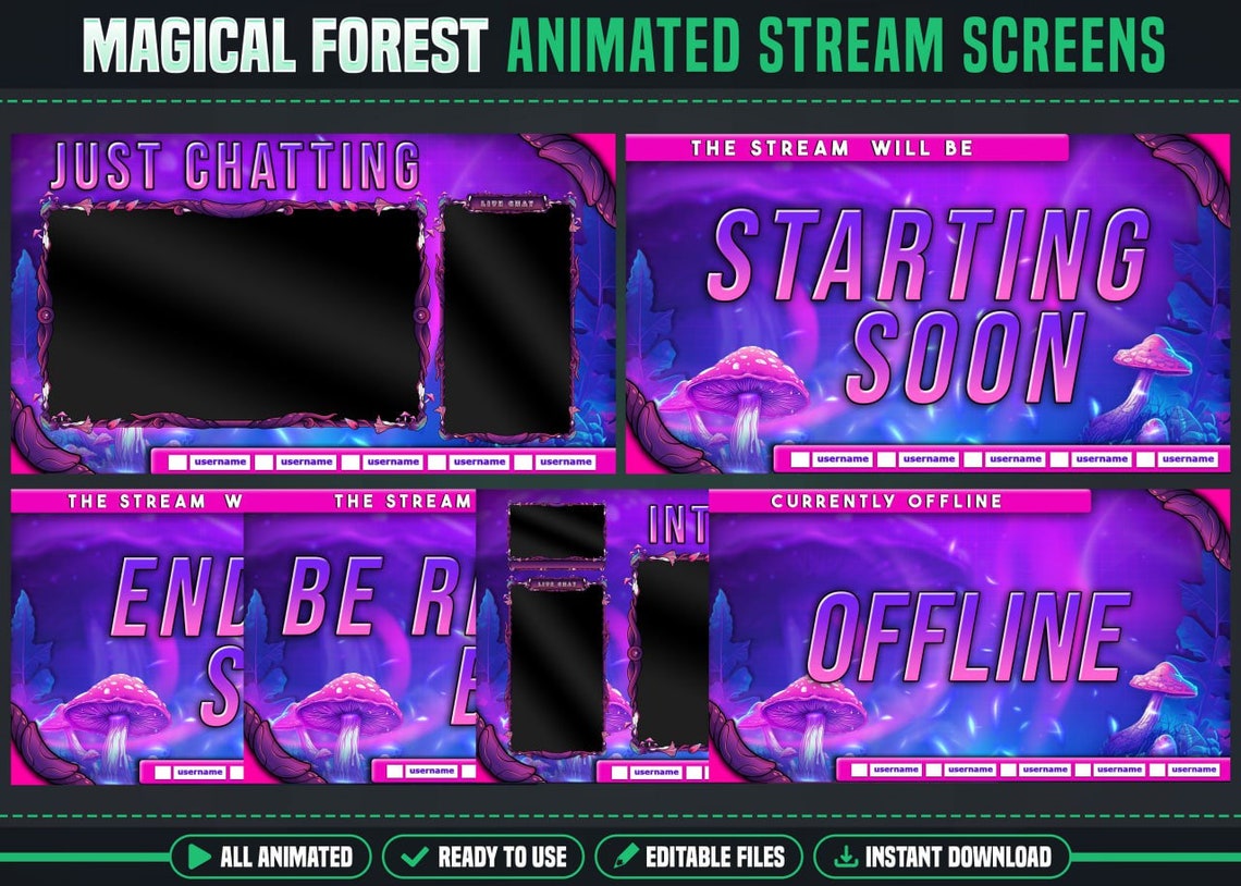 Magical Forest Stream Overlay Package Magical Forest Twitch Package ...