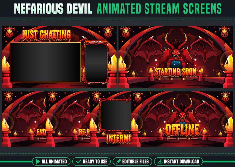 Red Devil Stream Overlay Package Stream Overlay in Horror, Devilish ...