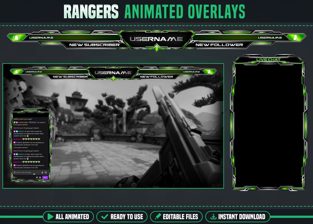 Professional Green Overlay for Stream Green Theme Overlay Clean Overlay ...