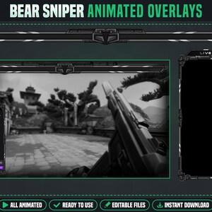Bear Sniper Overlay Package Stream Overlay Pack Military Theme Esport ...