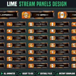 Orange Stream Package Twitch Overlay I Twitch Panels I Twitch Alert I ...